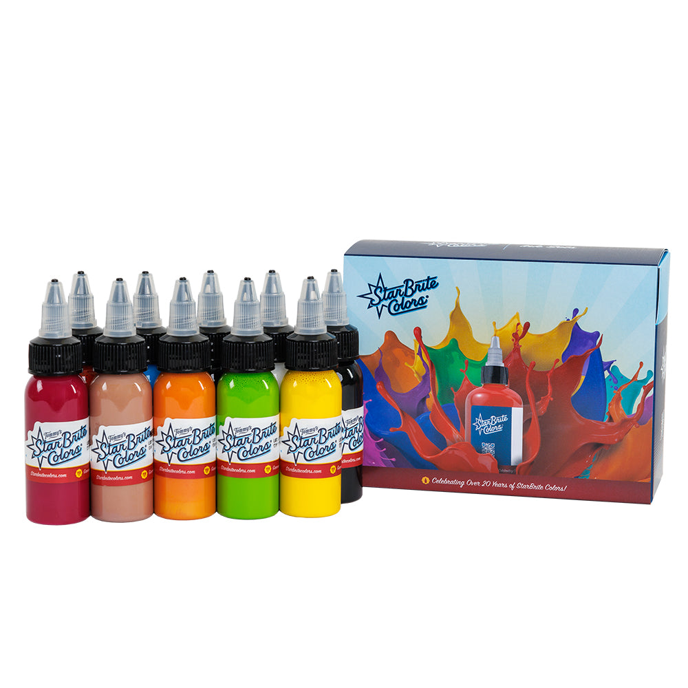StarBrite Starter Tattoo Ink Set | 10 Essential Colors for Beginners ...